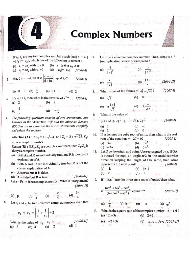Complex Number PyQs | PDF