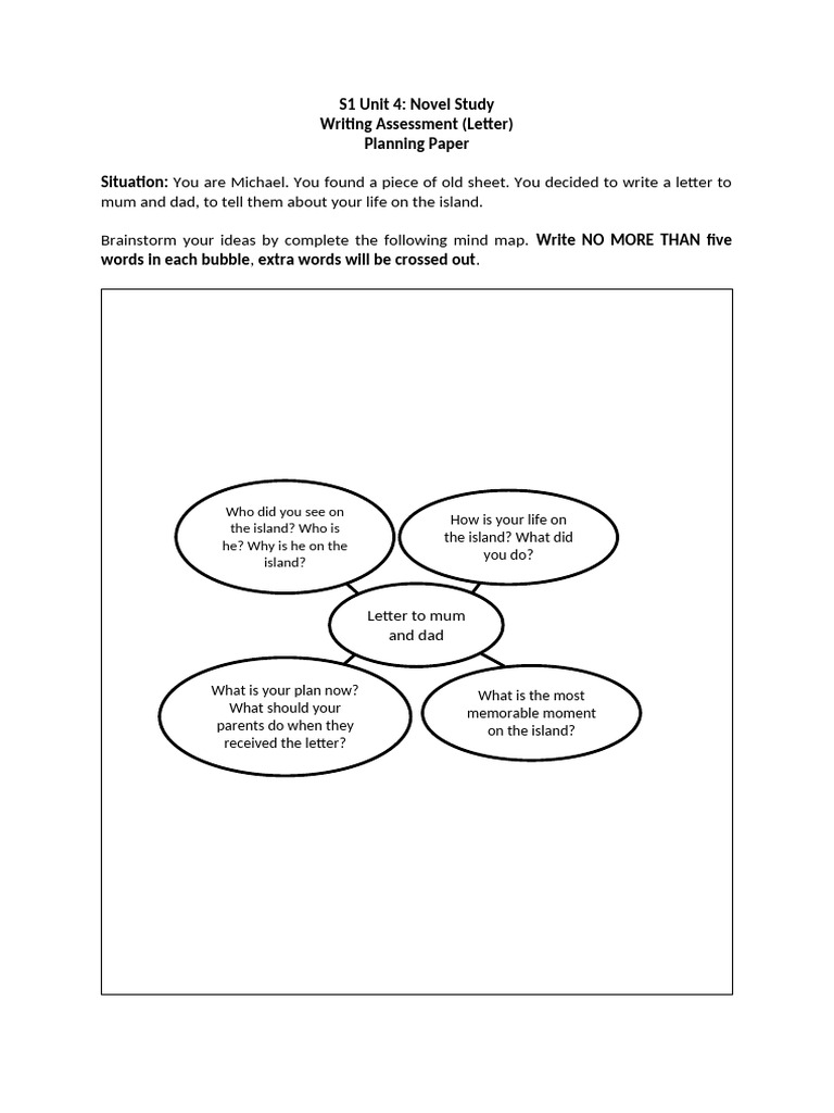 S1 Unit 4 - Letter (Writing Assessment Planning Paper) | PDF