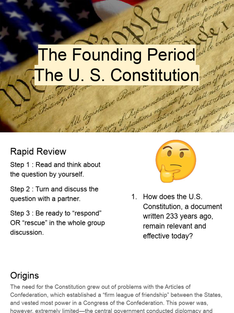 The Founding Period - The U. S. Constitution | PDF