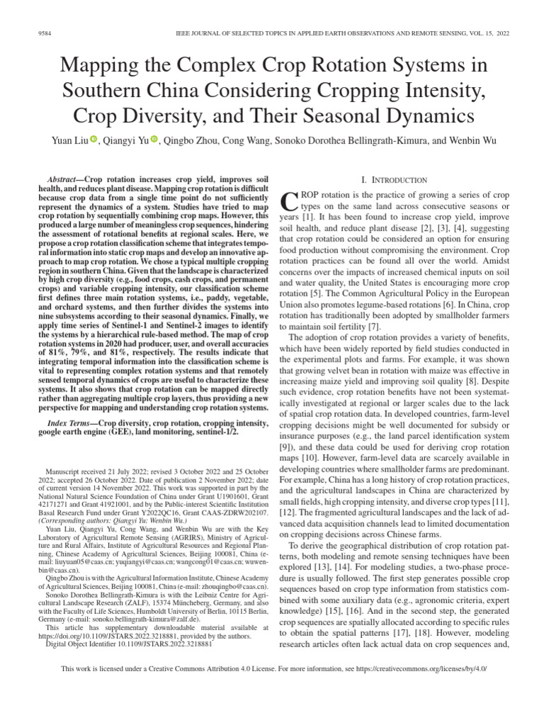 Mapping The Complex Crop Rotation Systems in Southern China Considering Cropping Intensity Crop ...