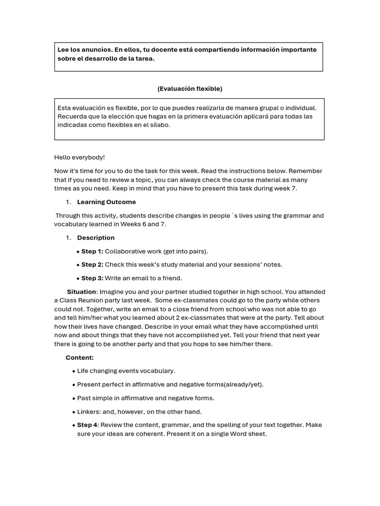 Week 07 - Instructions - Task - A Class Reunion Party | PDF