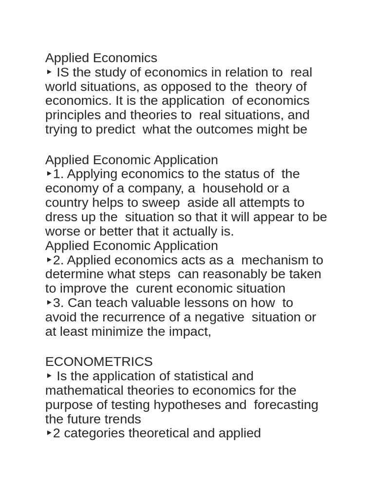 Applied Economics Notes Lesson 1 | PDF | Business | Social Science
