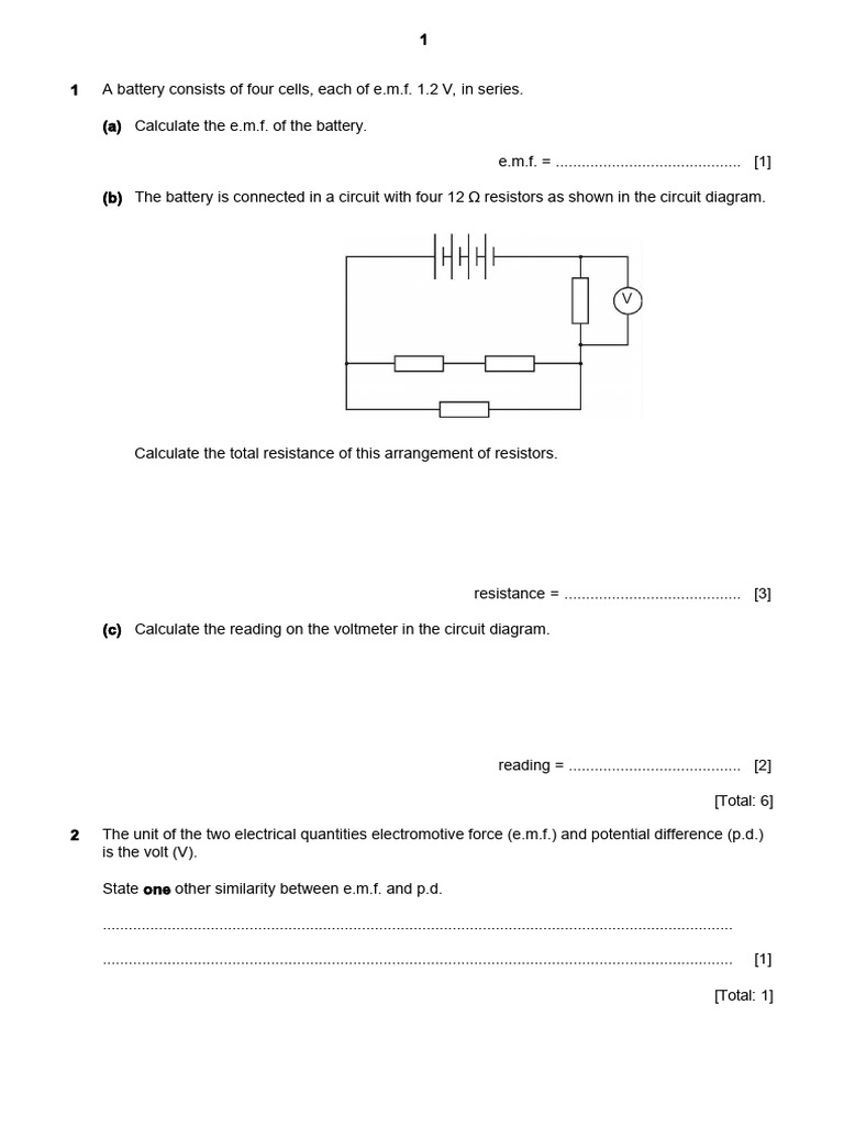 Worksheet 10 Current and Electricity | PDF | Voltage | Electronics