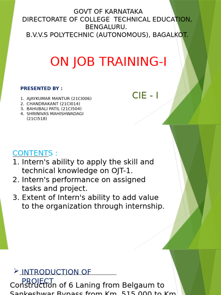 Civil Engineering 6th Sem Internship (Transportation Engineering ... Civil Engineering 6th Sem Internship (Transportation Engineering ...