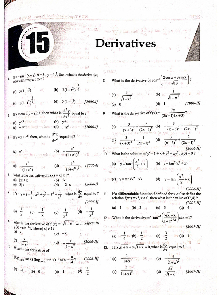 Differentiation - Pyq (1) Marked | PDF