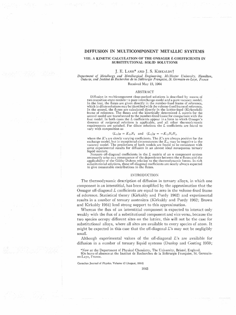 Kirkaldy1964 - A Kinetic Calculation of The Onsager L Coefficients in ...