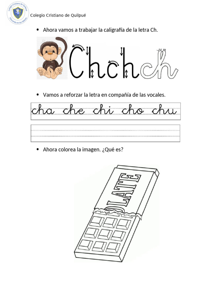 Caligrafía Fonema Consonántico CH | PDF