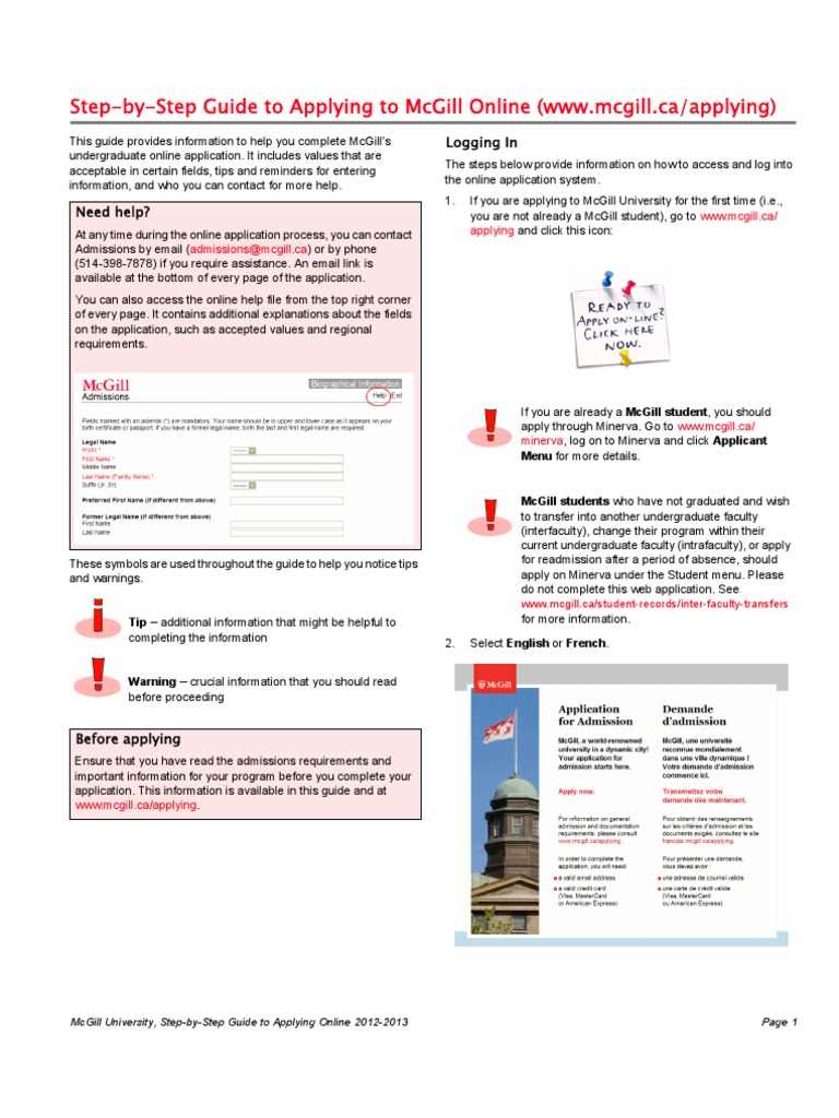 Step-By-Step Guide To Applying To Mcgill Online (WWW - Mcgill.Ca ...