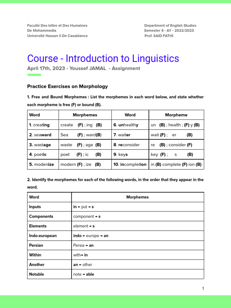 4 Key Answer On Morphology | PDF