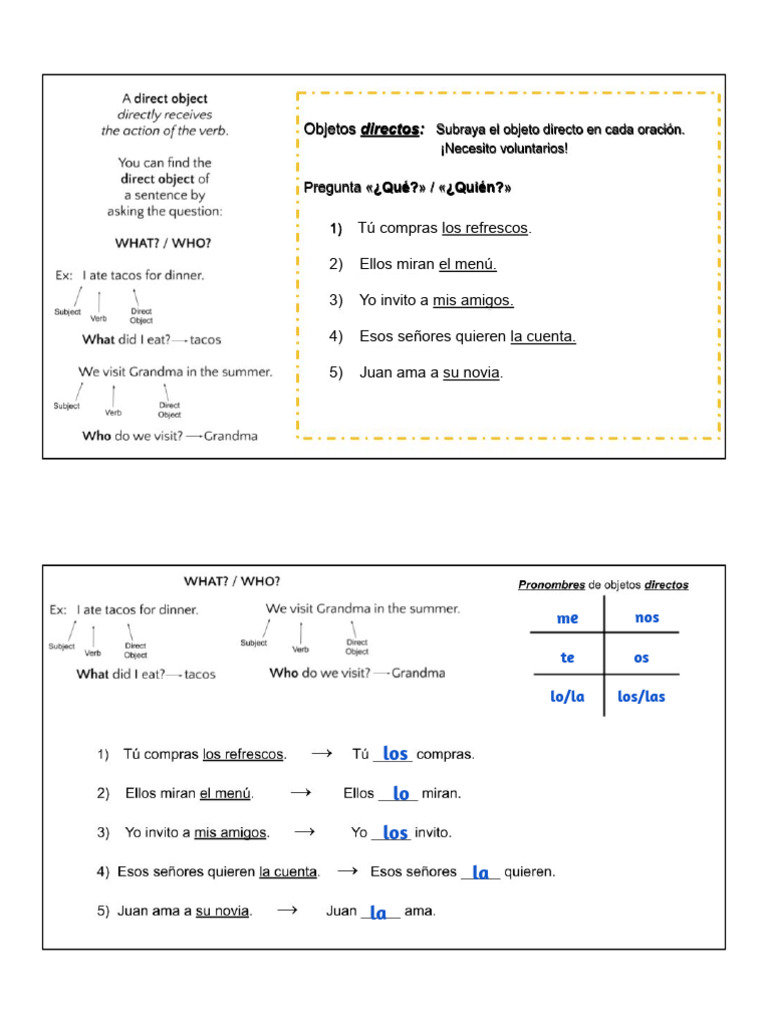 U2E3 - Double Object Pronoun - Guided Notes | PDF
