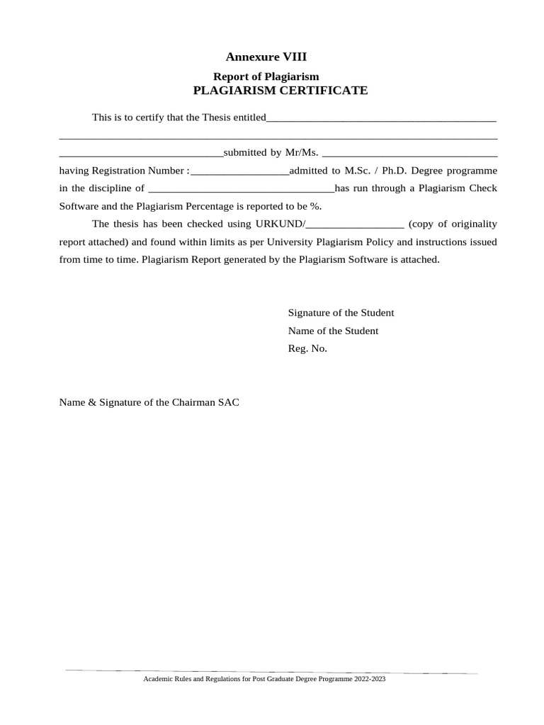 M.Sc. Proforma in WORD Format | PDF | Thesis | Postgraduate Education