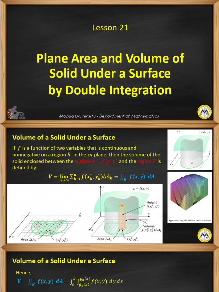 Lesson 21 Area and Volume by Double Integration | PDF