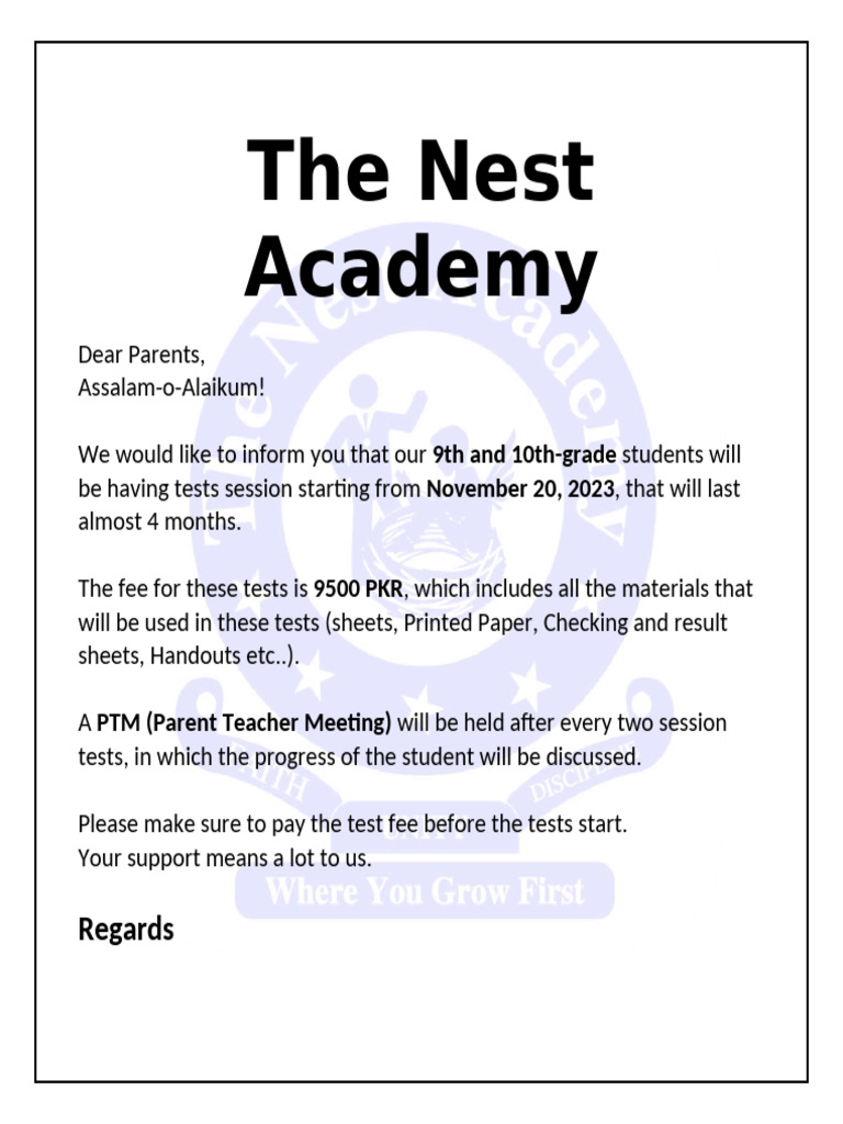 Matric TEST SESSION NOTES | PDF