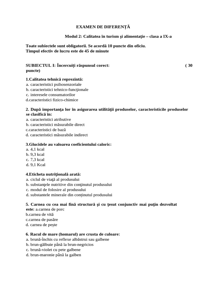 Examen de Diferenta CTA Cls IX | PDF