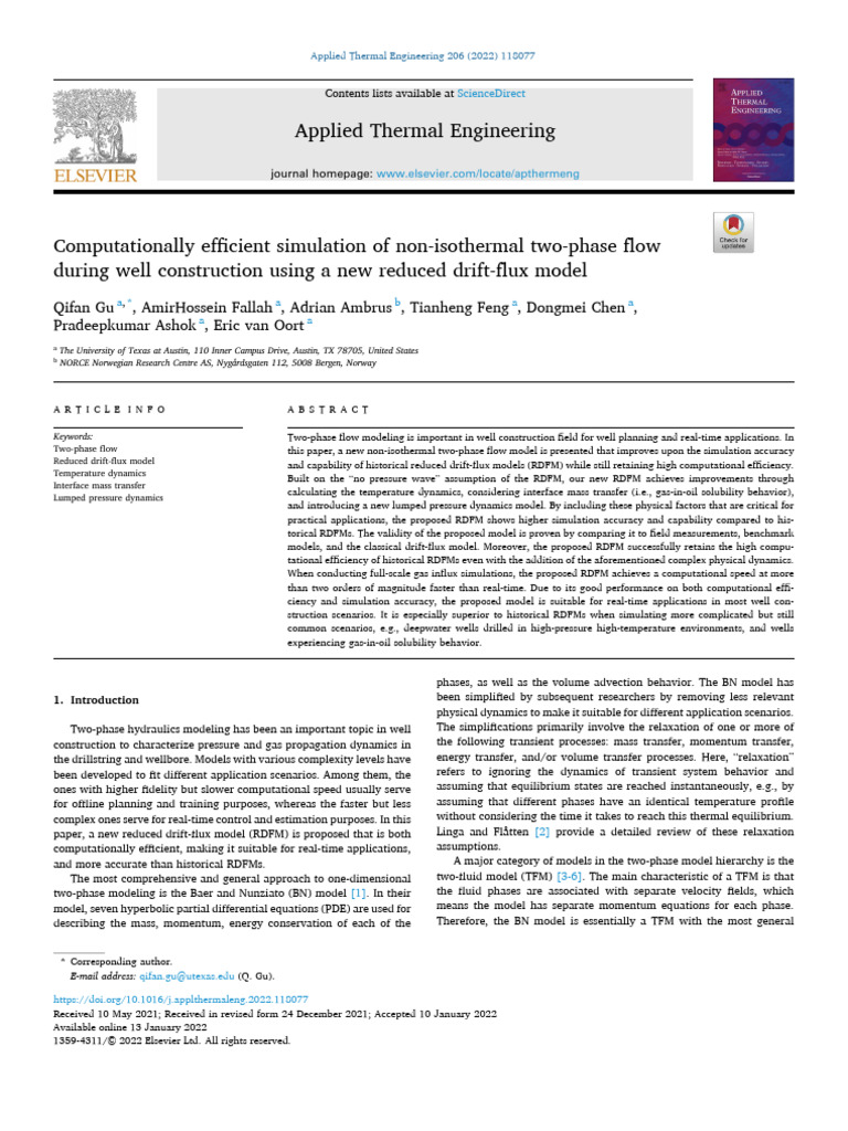Computationally Efficient Simulation of Non-Isothermal Two-Phase Flow During Well Construction ...