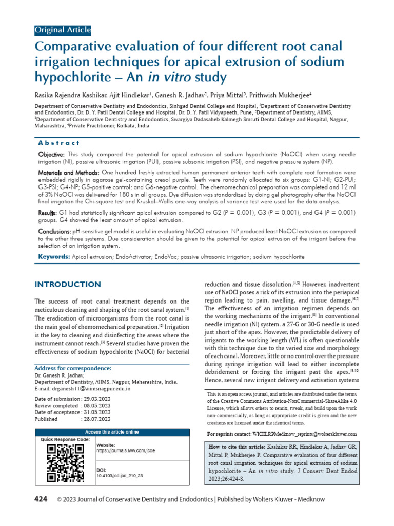 2023 JCD Hypo Apical Extrusion | PDF