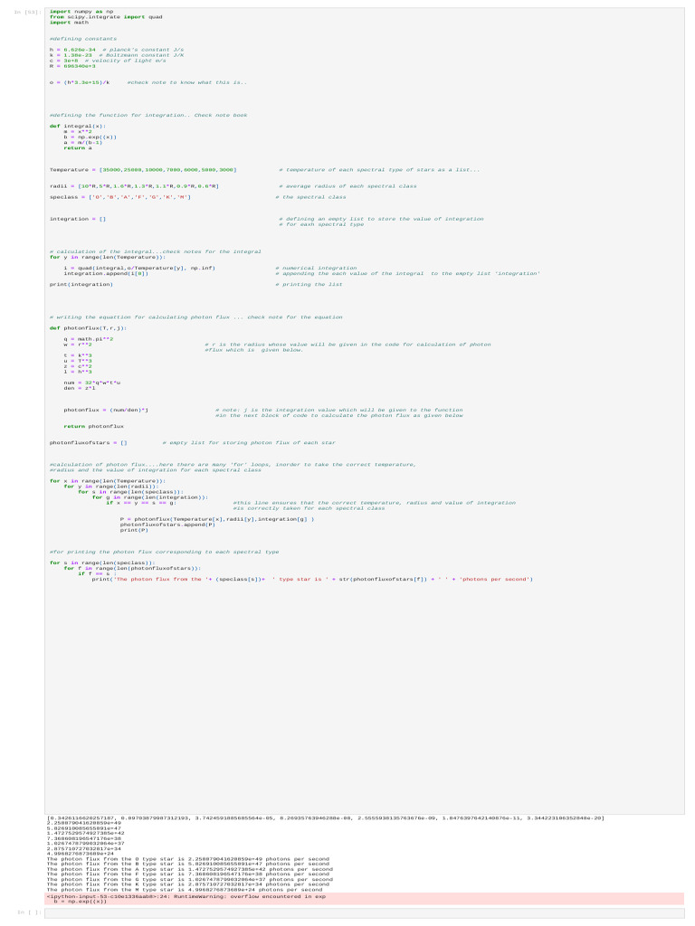 Photon Flux of Stars | PDF