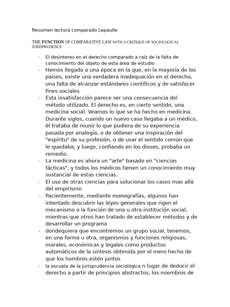 Resumen Lectura Comparado Lepaulle | PDF