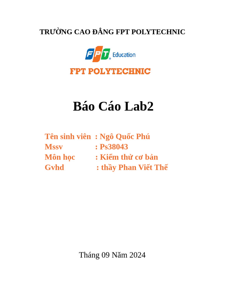 Ps38043 NgoQuocPhu Lab2 | PDF