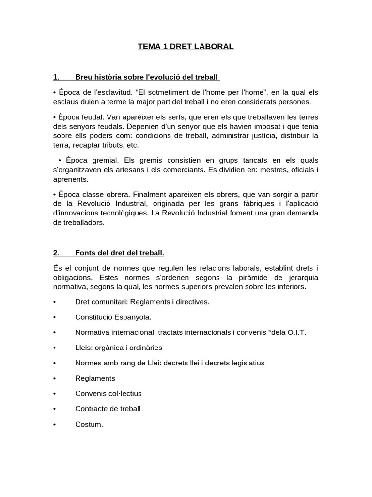 Tema 1 Dret Laboral | PDF