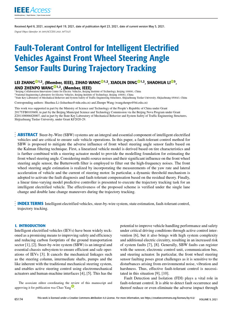 Fault Tolerant Control For Intelligent Electrified Vehicles Against
