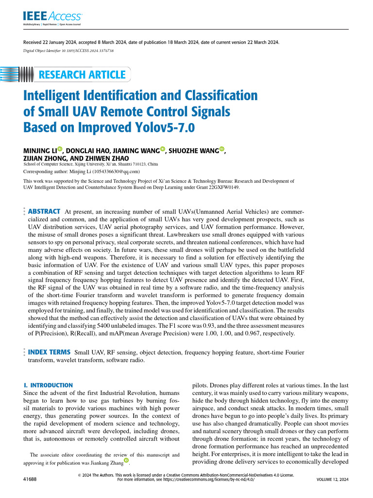 Intelligent Identification and Classification of Small UAV Remote ...