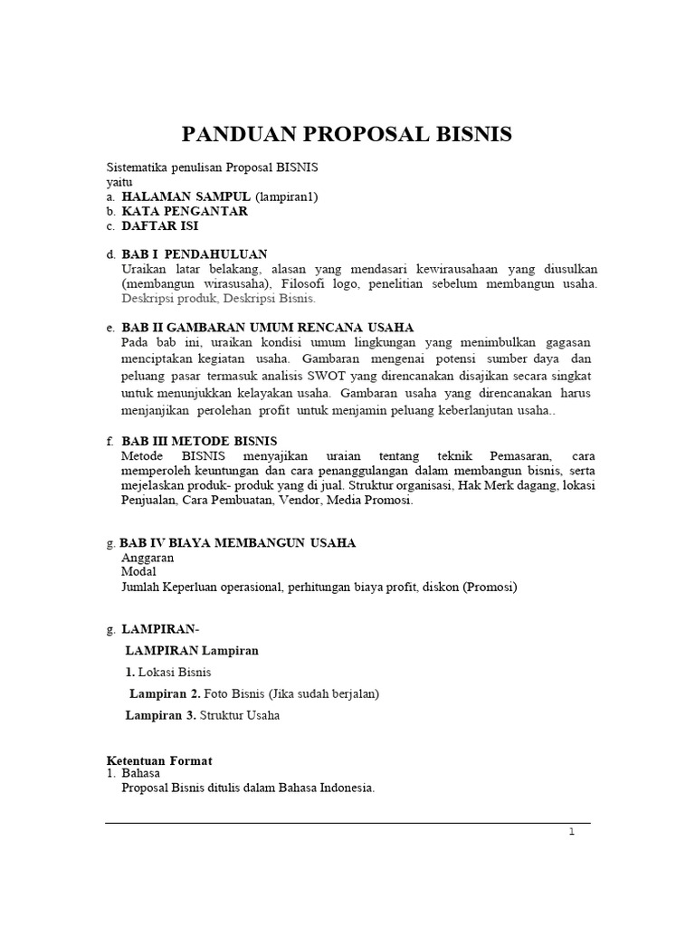 Format Proposal Bisnis Reg C | PDF