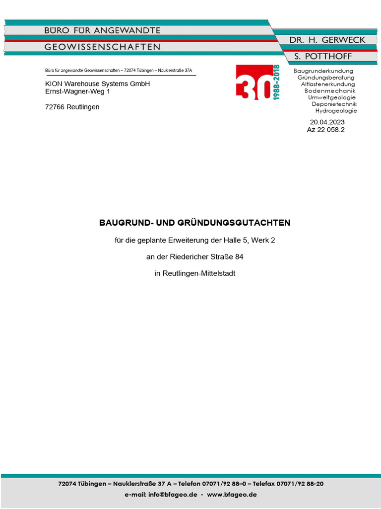 Baugrundgutachten Vom | PDF