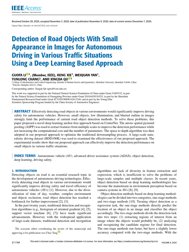 Detection of Road Objects With Small Appearance in Images For Autonomous Driving in Various ...