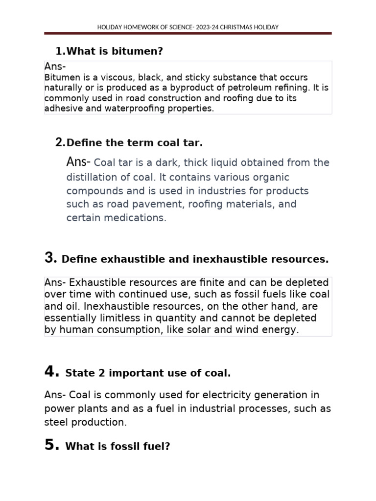 holiday homework science | PDF