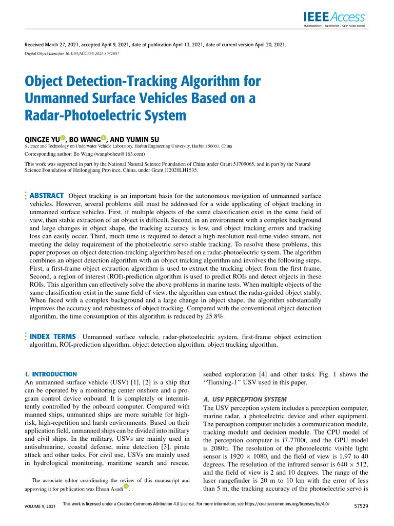 Object Detection Tracking Algorithm For Unmanned Surface Vehicles Based On A Radar Photoelectric