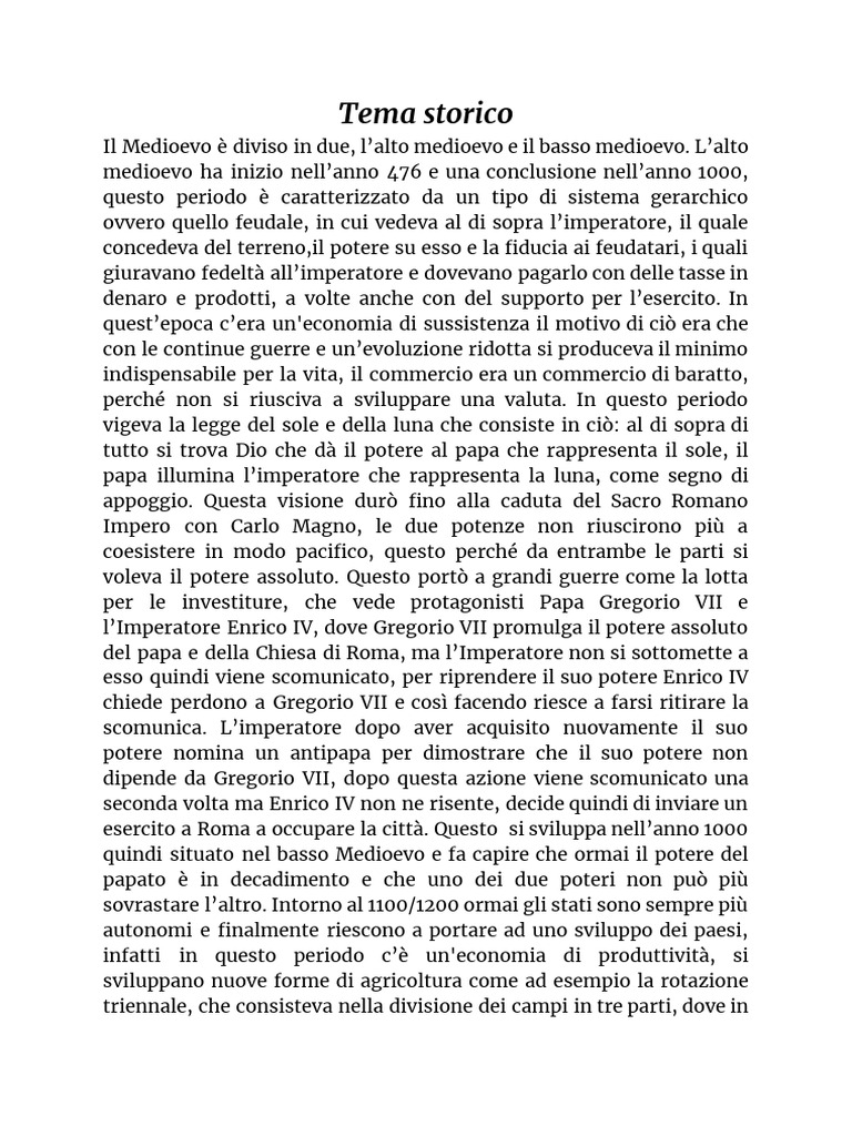 Tema Di Storia | PDF