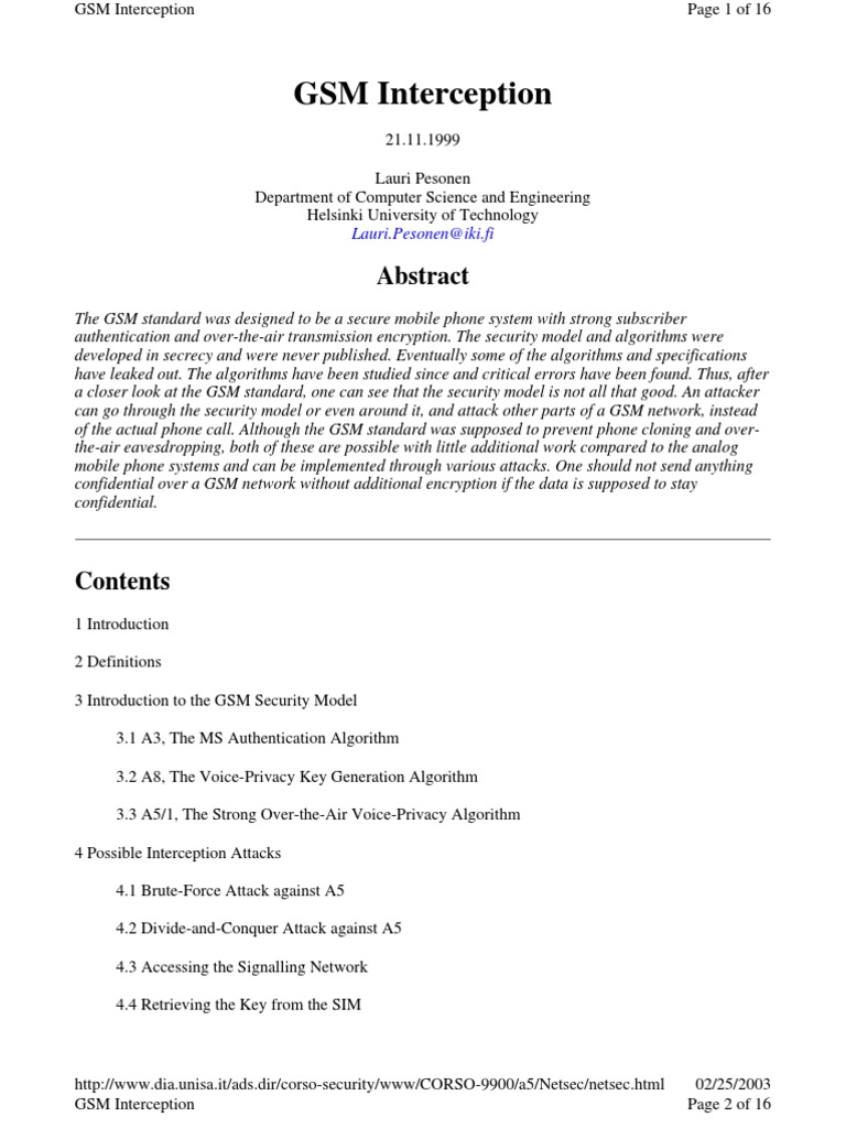 GSM Interception | Download Free PDF | Gsm | Telecommunications Standards
