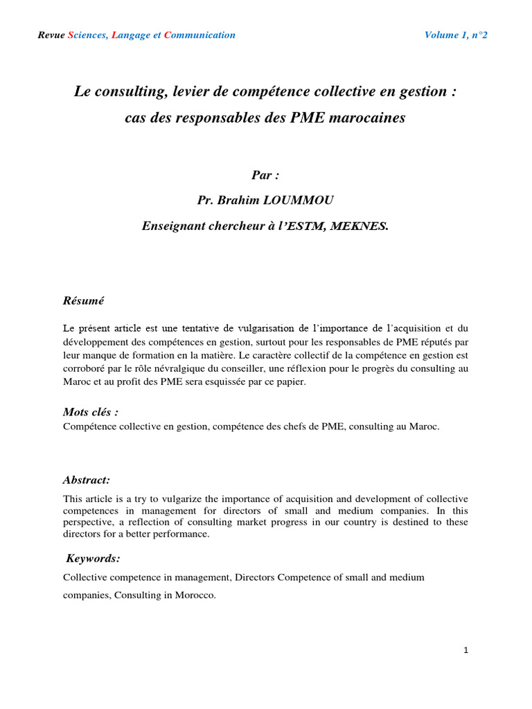 Le Consulting Levier de Competence Colle | PDF