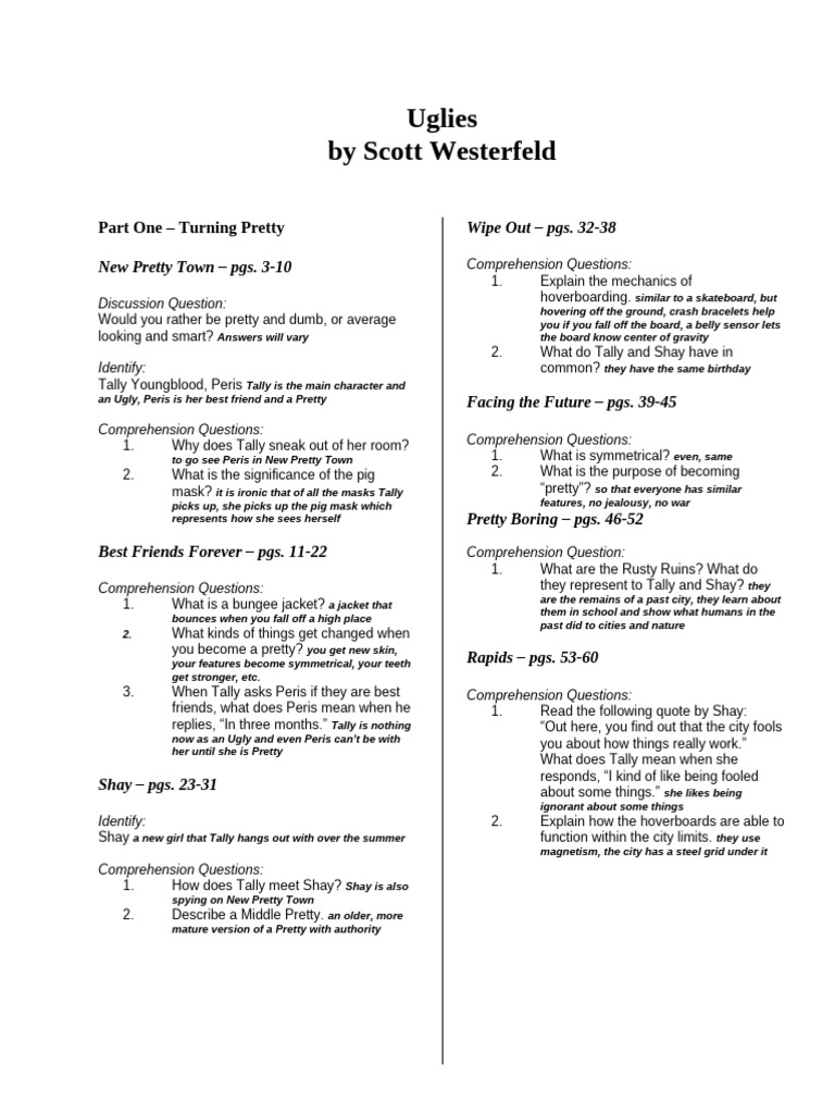 Uglies Answer Key | PDF