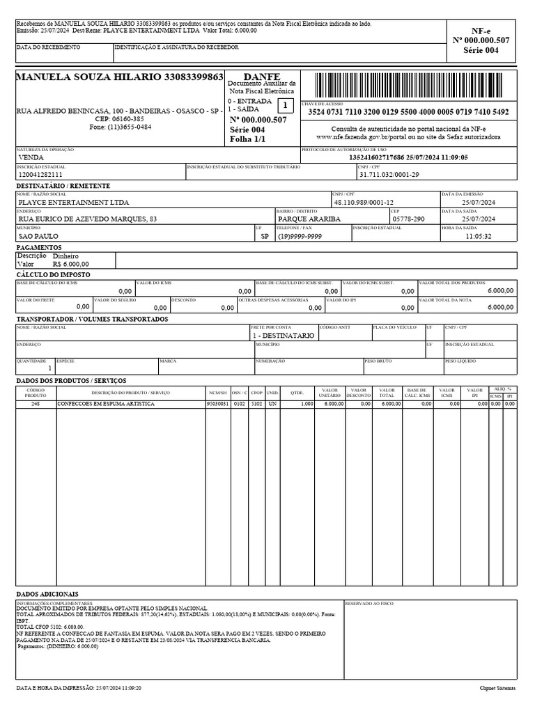 NF 507 Playce Entertainment | PDF