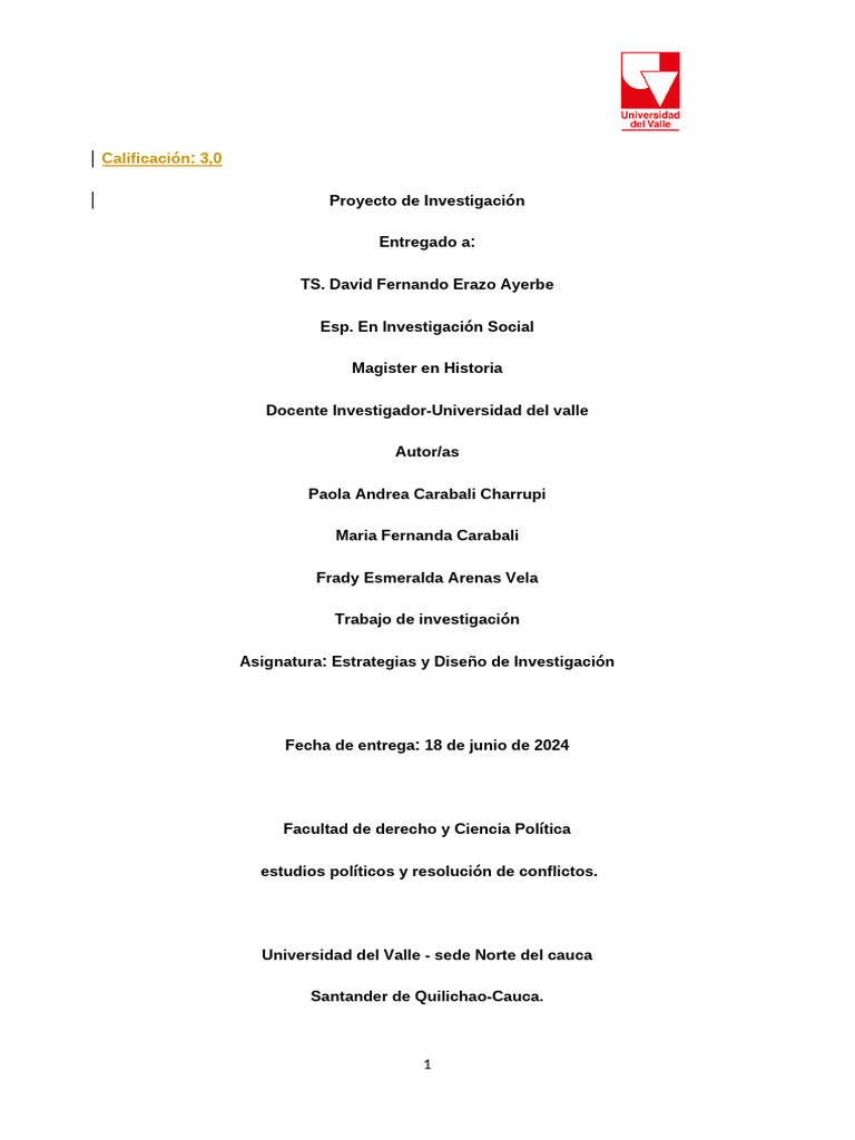 Proyecto Final Estrategias y Diseño de Investigacion G-01 | PDF