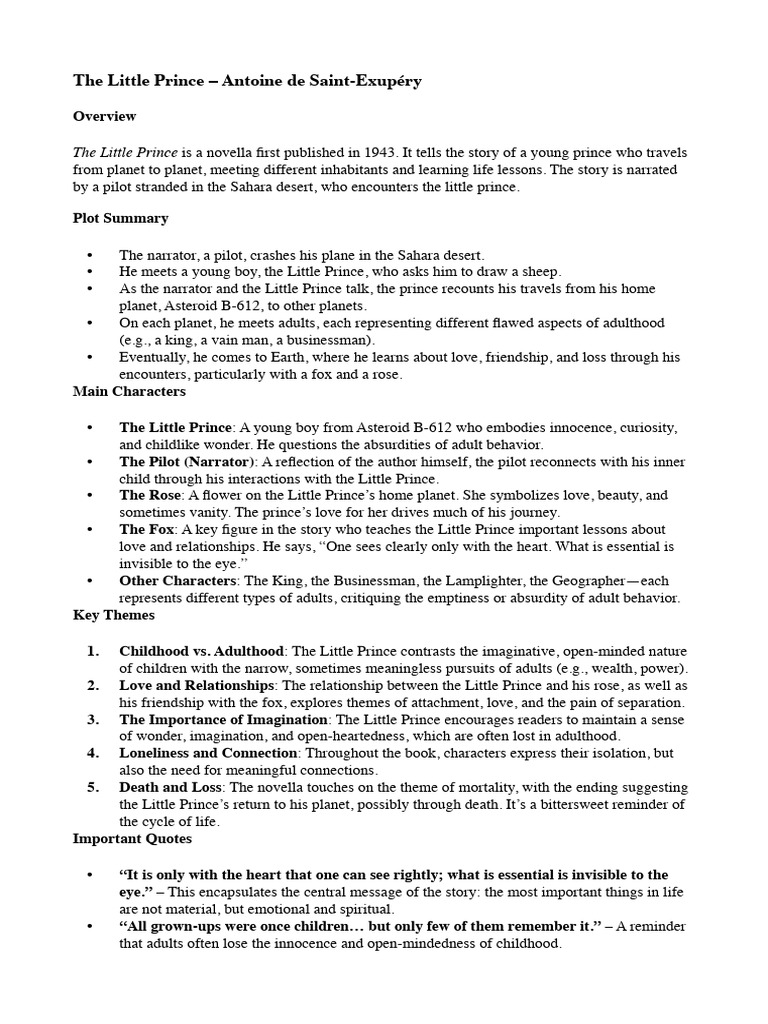 The Little Prince - Antoine de Saint-Exupéry | PDF