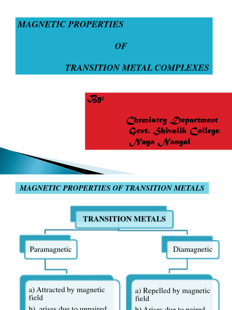 Lecture PPT Magnetic Properties of TM Complexes | PDF