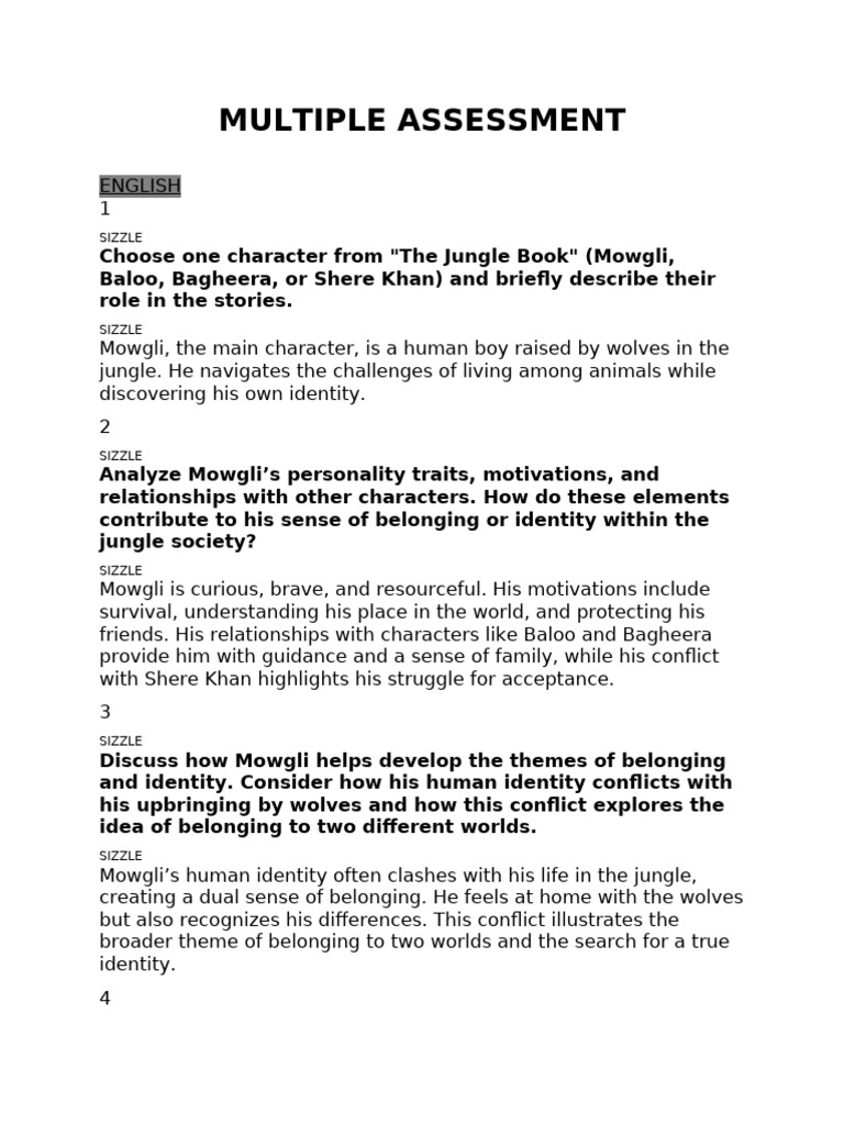 Multiple Assessment | PDF