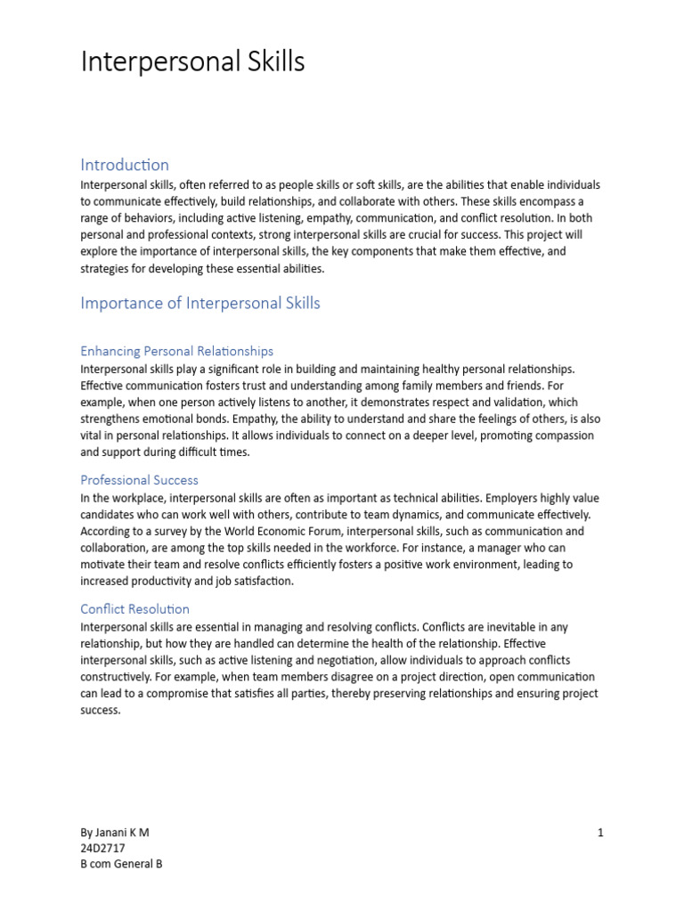 Interpersonal Skills | PDF | Interpersonal Relationships | Career & Growth