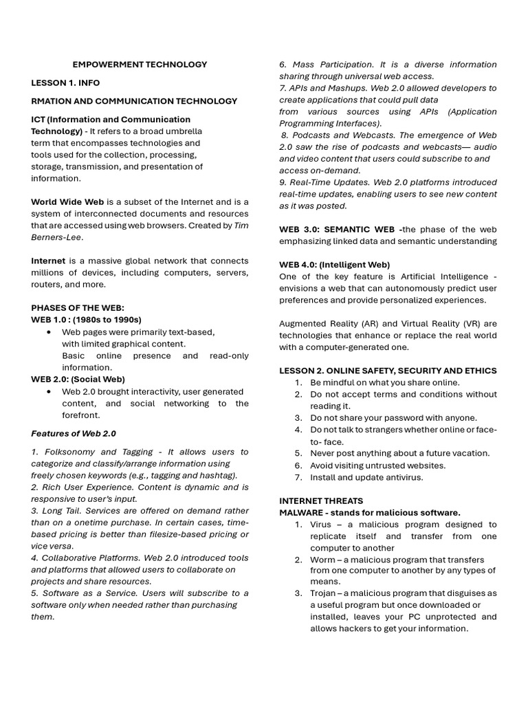 Etech Lessons Quarter 1 | PDF