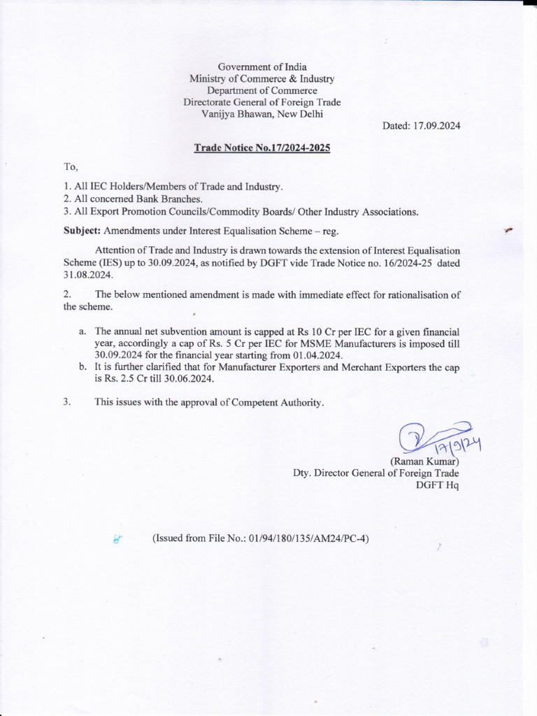 Trade Notice No 17-2024-25 | PDF