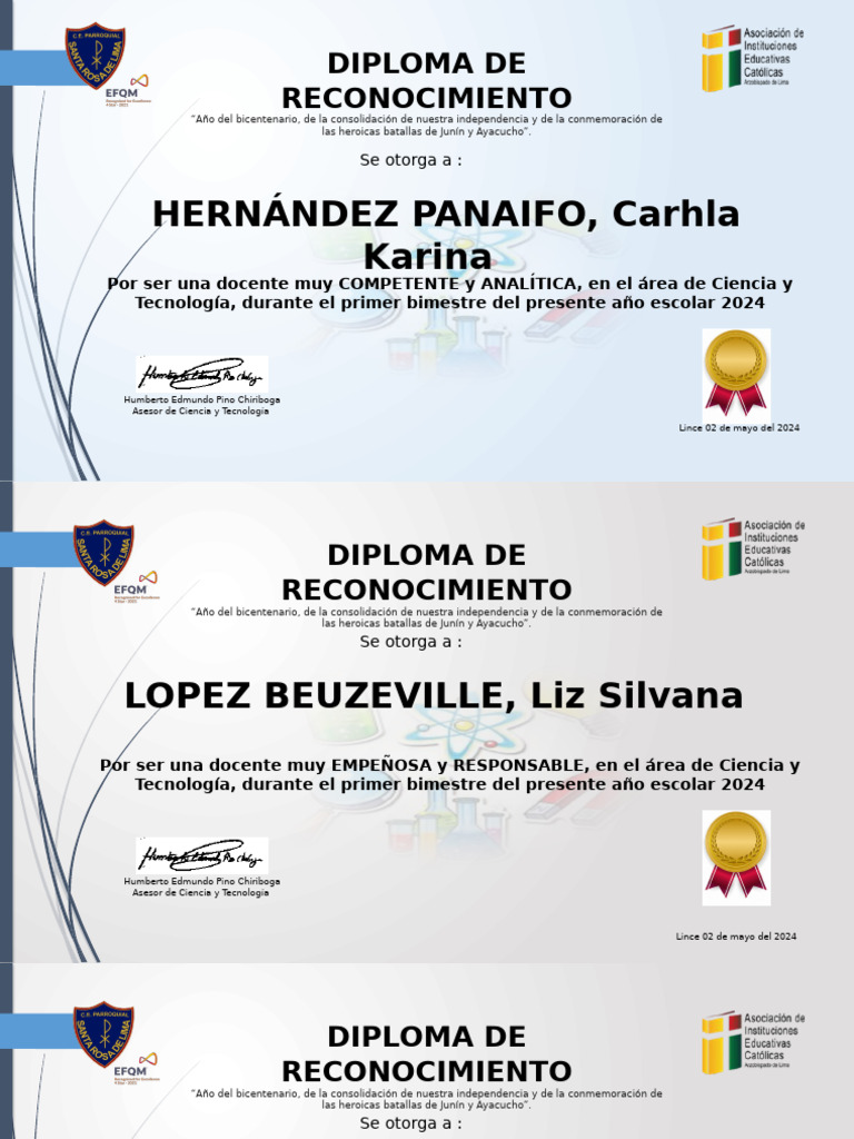 Diploma de Reconocimiento Docente 2024 | PDF | Social Science | Travel