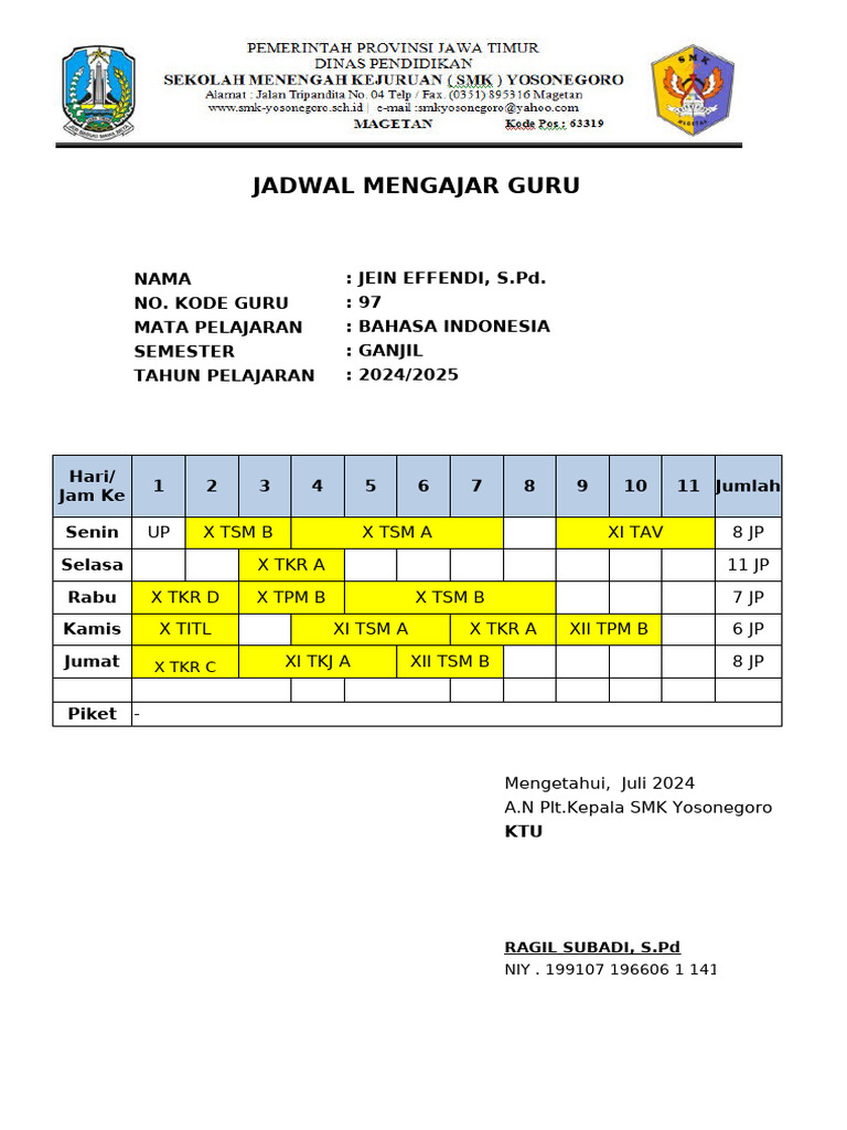 Jadwal Mengajar | PDF