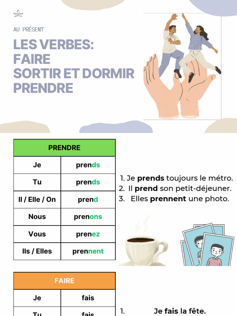 Les Verbes Faire Sortir Et Dormir Prendre | PDF