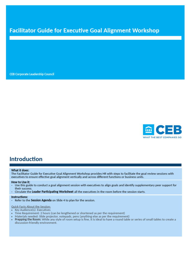 Executive Goal Alignment Workshop Guide | PDF | Goal | Organizational ...