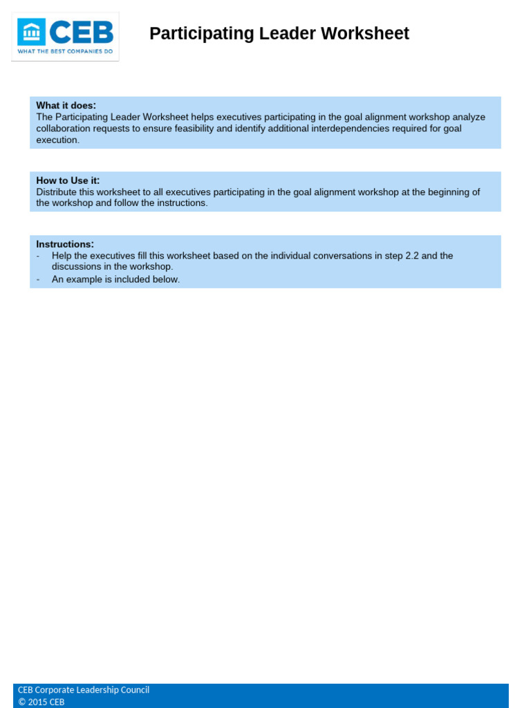Goal Alignment Workshop Tool | PDF