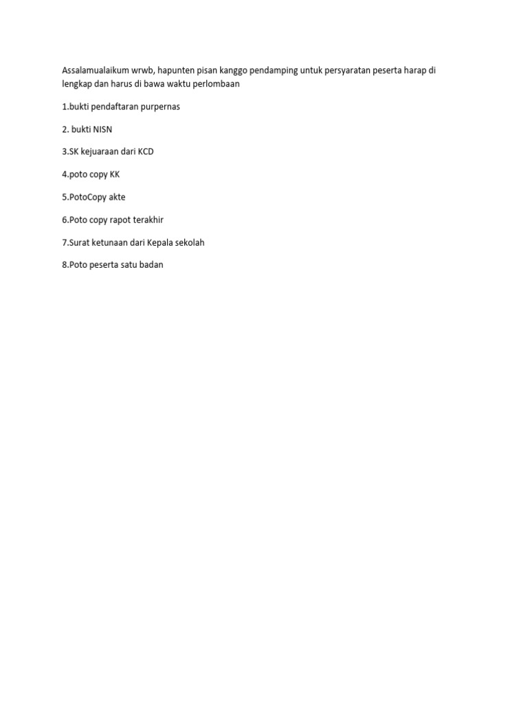 Kelengkapan Berkas Lomba | PDF