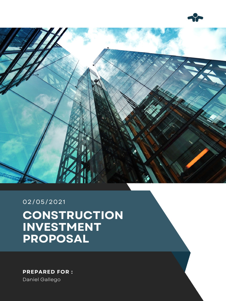 Dark Blue and White Geometric Construction Proposal Cover Page | PDF